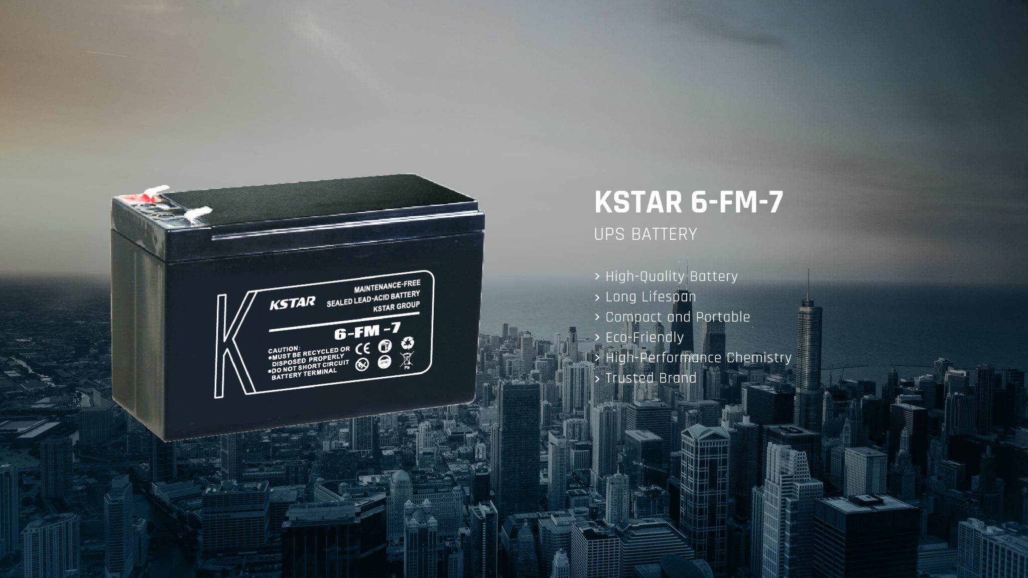 Kstar 6-FM-7 12v 7ah UPS battery - STEQ